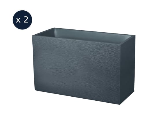 Lot de 2 Jardinières Muret Graphit 99,5 x 39,5 x 60 cm - 116 L - Gris anthracite - Eda - Gamm vert