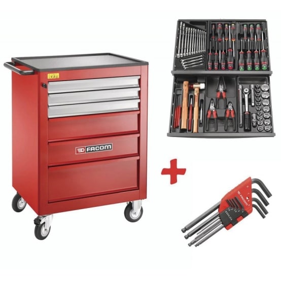 ROLL XL 6 tiroirs avec composition de 69 outils FACOM - CM.69 ROLL.CONTACTPB - Gamm vert