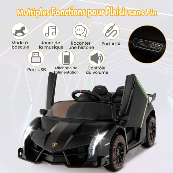 12V Lamborghini Voiture Electrique Enfants avec Télécommande 2,4G, Charge 30kg pour 3-8 Ans ...