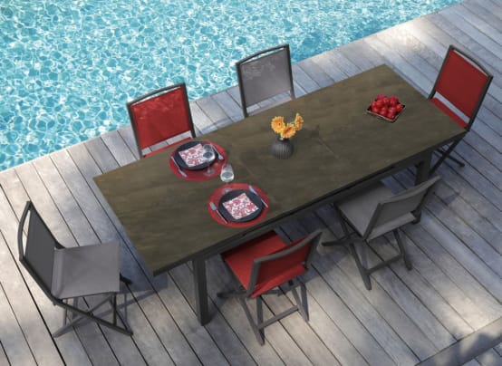 Table de jardin rectangulaire Téramo Lift plateau Fundermax® - graphite ...