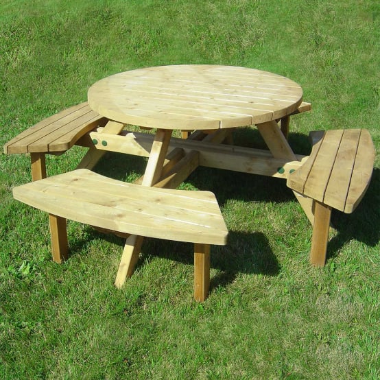 Table pique-nique ronde en bois 4 places - Cémonjardin - Gamm vert