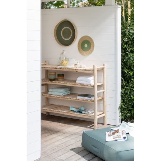 Étagère 4 Niveaux en Teck "Latonya" 140cm Naturel - Gamm vert