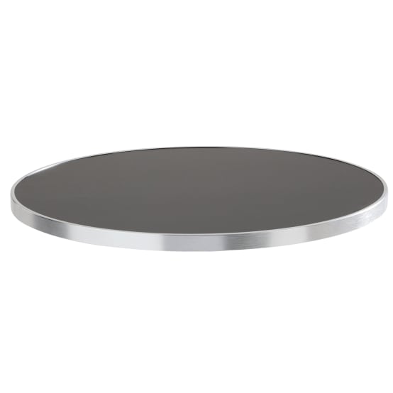 Plateau de table rond noir avec cerclage argent 60 cm - Oviala - Gamm vert