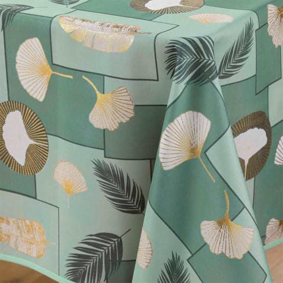 Nappe Antitache Imprimé "Natane" 145x240cm Sauge - Gamm vert