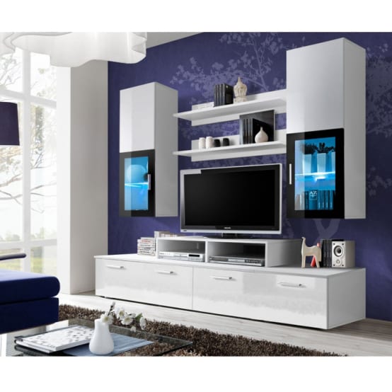 Meuble TV Mural Design "Mini" 200cm Blanc - Gamm vert