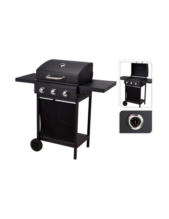 Barbecue à Gaz 3 Feux 139x56,5x106cm Waggan - Gamm vert