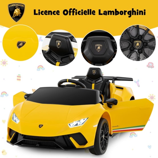 12V Lamborghini Voiture Électrique Enfants avec Télécommande, Véhicule Électrique avec Lumières ...