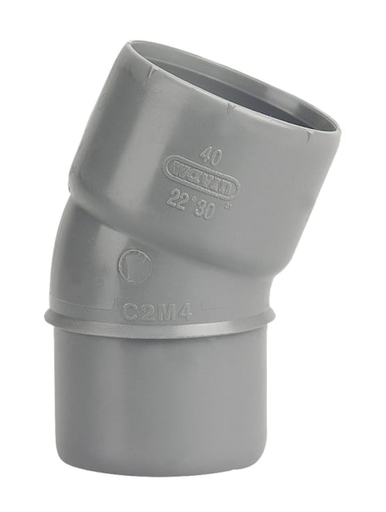 Coude PVC mâle-femelle 22-30° D40 - WAVIN - 3025730 - Gamm vert