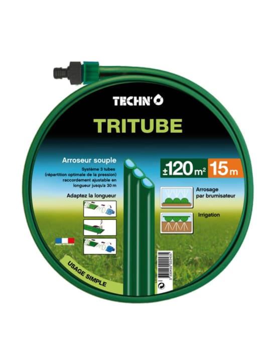 Tuyau Arroseur Souple Tritube Vert 15 M Avec Raccords / Fabrique En France - Gamm vert