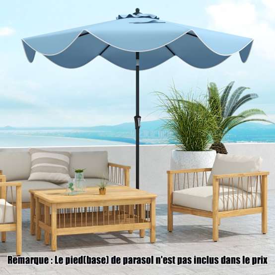 Parasol de Patio de 280cm avec Manivelle Inclinaison à Bouton-poussoir ...