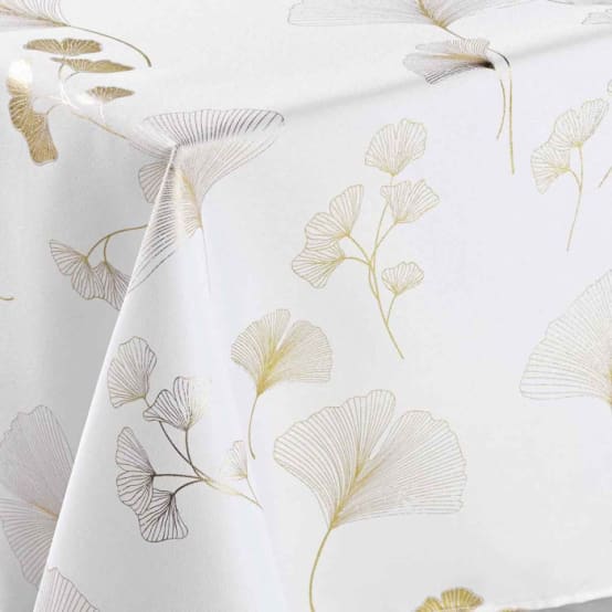 Nappe Imprimée "Bloomy" 150x240cm Blanc - Gamm vert