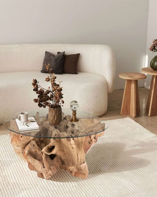 Forest - Table basse en teck massif 80 cm - UNIQKA - Gamm vert