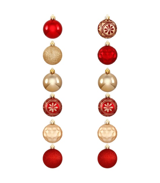 Déco de sapin Lot de 12 Boules de Noël D 6 cm - Rouge et Doré - Gamm vert