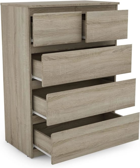 Commode avec 5 tiroirs, armoire multifonction moderne avec rails en ...