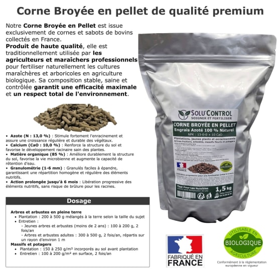 1,5 kg de Corne Broyée en Pellet SoluControl - Formulation haute ...