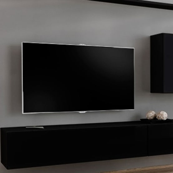 Meuble TV Mural Design "Switch VII" 340cm Noir - Gamm vert