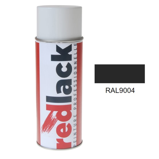 Peinture aérosol Noir de sécurité RAL 9004 Satiné multisupport Redlack ...