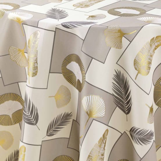 Nappe Ronde Antitache Imprimé "Natane" 180cm Naturel - Gamm vert