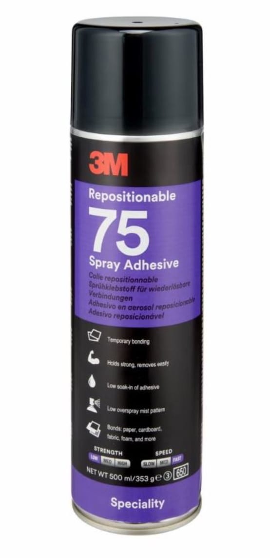 Colle aérosol 500ml repositionnable 75 transparent - 3M - 14182 - Gamm vert