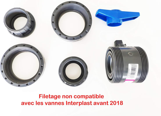 Vanne 63mm INTERPLAST FITT à coller double union démontable 6,3cm PN16 ...