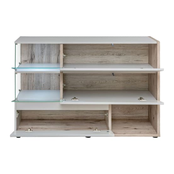 Buffet 3 Portes & 3 Niveaux "Silk" 120cm Gris Clair & Naturel - Gamm vert