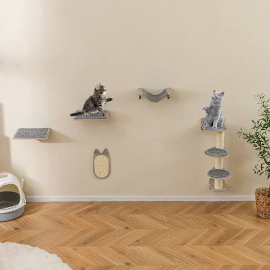 Arbre à Chat Mural Meubles avec 4 Niveaux Hamac Planche à Griffer ...