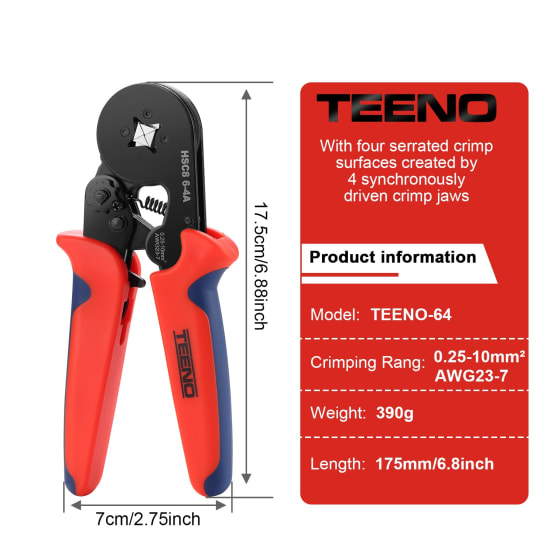 Pince à Sertir Outil de Sertissage Kit AWG23-7/0.25-10mm² avec 1200 Cosses de Câbles Isolées à ...