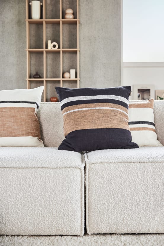 Coussin long marron clair coton Living - Gamm vert