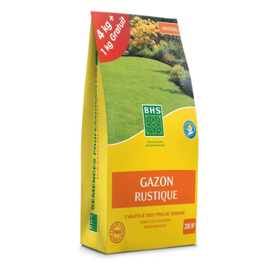 Gazon Rustique BHS, sac de 5 kilos dont 1 gratuit, 200m² - Gamm vert