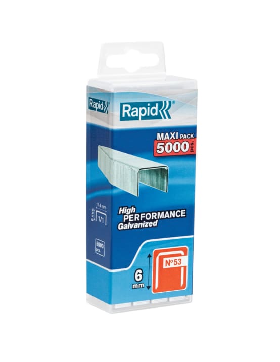 Agrafe N°53, 6mm, Galva 5000 Pièces - Rapid - Gamm vert