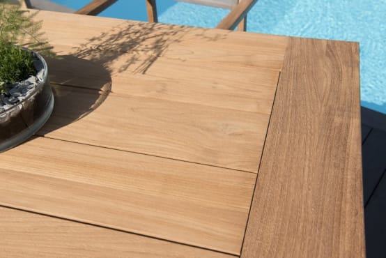 KIM - Table de jardin 6/8 personnes - DENVER 220 x 100 cm en bois Teck ...