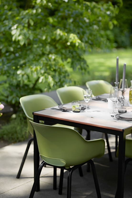 Table à manger de jardin signature porto 160cm - Marron aspect noyer ...