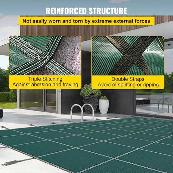 Bâche piscine creusée 6x12.8m, rectangulaire. Hiver, triple couture PP ...