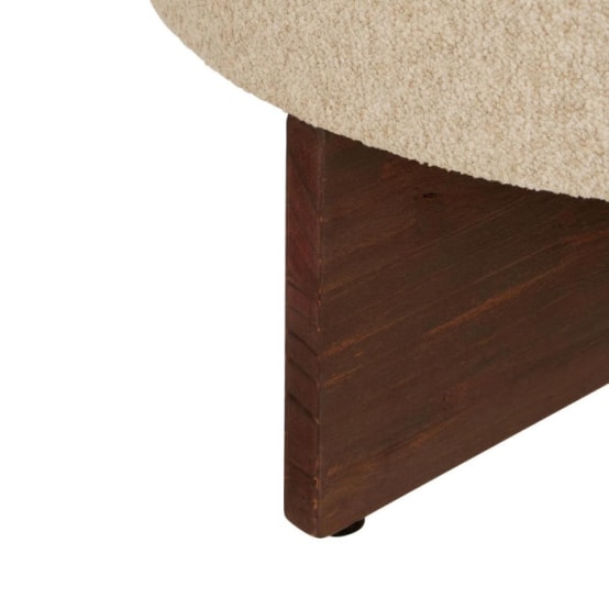 Pouf Bouclette "Kayan" 50cm Ivoire - Gamm vert