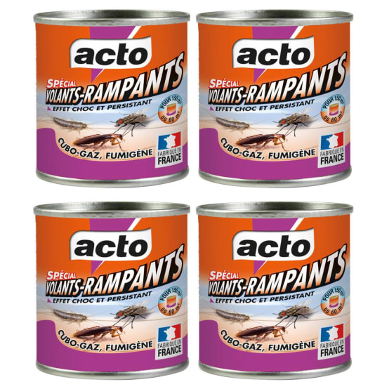 Lot de 4 boîtes ACTO CUBO GAZ - Fumigène Insecticide Polyvalent - Gamm vert