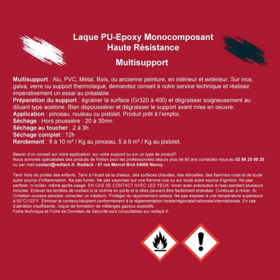 Peinture Orangé pastel RAL 2003 Satiné multisupport 3L Redlack - Gamm vert