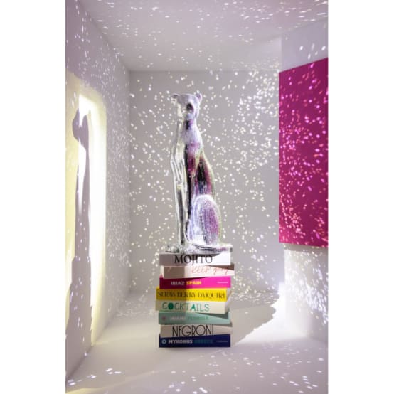 Statue Déco Léopard "Disco" 62cm Argent - Gamm vert