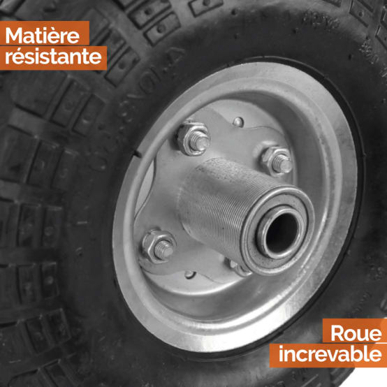 Roue increvable pour chariot 25 x 8 cm - Axe 16 mm - Linxor - Gamm vert