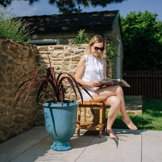 MORGANE pot grande taille d'extérieur fait main en terre cuite émaillée ...