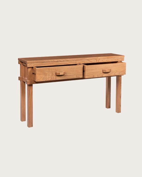 Nara- Console en bois avec 2 tiroirs 130 cm - UNIQKA - Gamm vert
