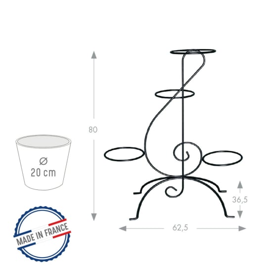 Porte plantes clé de sol anthracite H. 80 pour pot 20 cm - Acier époxy ...