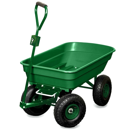 Chariot de jardin 4 roues - 52 litres capacité 120 kg - Gamm vert