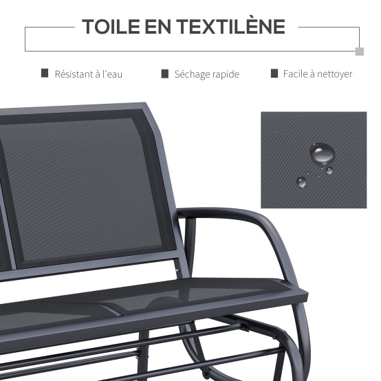 Banc à bascule de jardin 2 places design contemporain grand confort ...