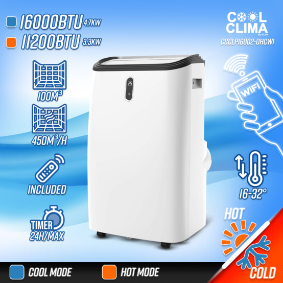 Climatiseur mobile réversible chaud/froid 16000BTU 4.7KW avec fonction ...