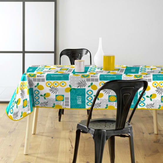Nappe Toile Cirée "Citronnade" 140x240cm Jaune - Gamm vert