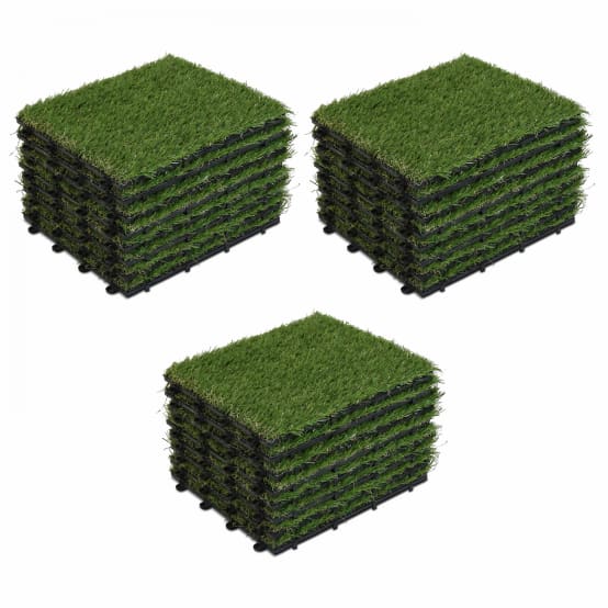 Lot de 24 dalles clipsables gazon artificiel vert - Oviala - Gamm vert