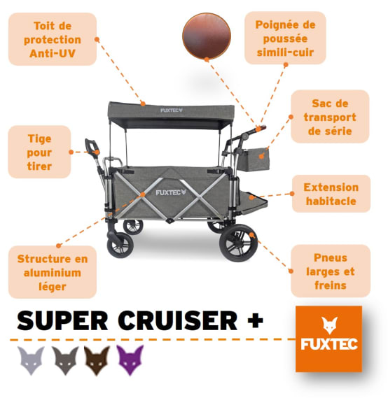 Chariot de transport pliable gris premium - FUXTEC Super Cruiser ...