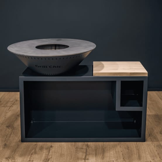 TRADITIONNEL Brasero Double Cuve Aluminium 83x90cm - Anthracite ...