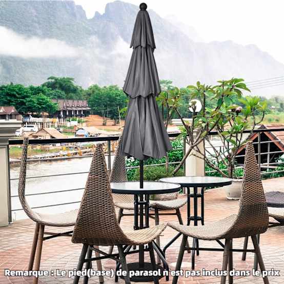 Parasol Auto-inclinable 3M à 3 Niveaux avec Double Ventilation ...
