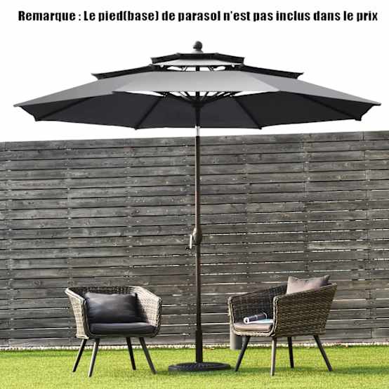 Parasol Auto-inclinable 3M à 3 Niveaux avec Double Ventilation ...